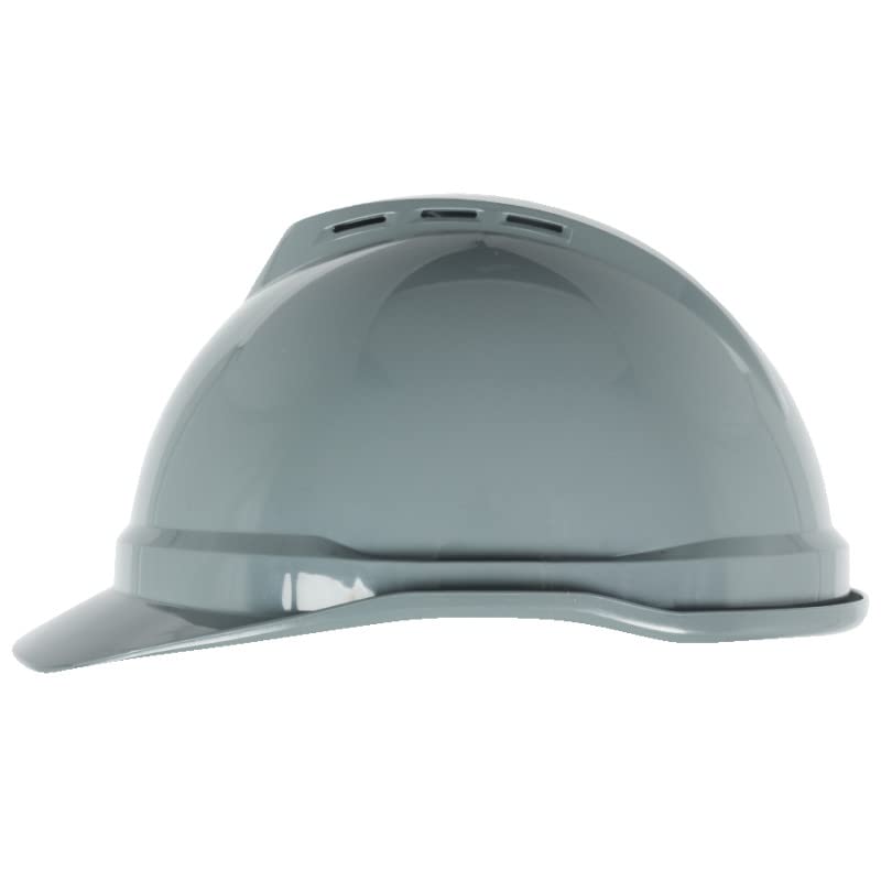 MSA 10034033 V-Gard 500 Cap Style Safety Hard Hat With 6-Point Fas-Trac III Ratchet Suspension | Polyethylene Shell, Self Adjusting Crown Straps - Standard Size in Navy/Gray