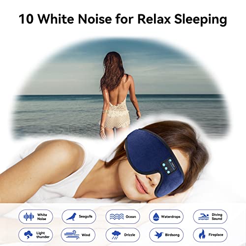 3-in-1 Sleep Headphones Sleep Mask & White Noise Machine for Sleeping,CUPAN 3D Wireless Music Sleeping Headphones with Timer,for Insomnia Travel Meditation,Cool Gadgets for Women Man(Blue)