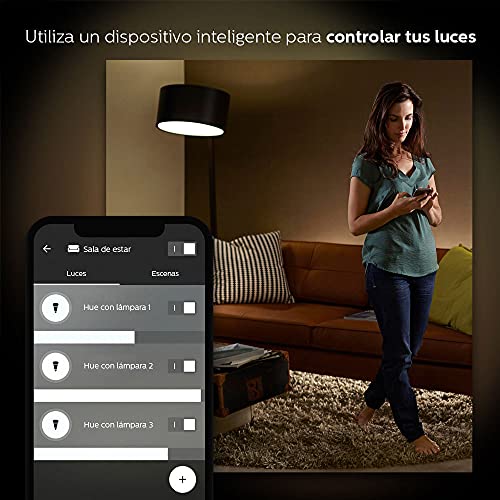 Philips Hue White A19 60W Equivalent Dimmable LED Smart Bulb Starter Kit (2 A19 60W White Bulbs and 1 Hub Compatible with Amazon Alexa Apple HomeKit and Google Assistant), 2 Pack
