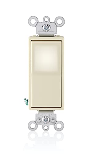 Leviton L5614-2T 15 Amp, 120/277 Volt, Decora LED Illuminated Rocker Single 4-Way AC Quiet Switch, Residential Grade, Grounding, Light Almond
