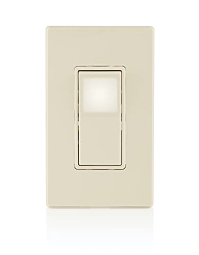 Leviton L5614-2T 15 Amp, 120/277 Volt, Decora LED Illuminated Rocker Single 4-Way AC Quiet Switch, Residential Grade, Grounding, Light Almond