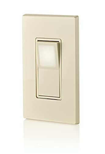 Leviton L5614-2T 15 Amp, 120/277 Volt, Decora LED Illuminated Rocker Single 4-Way AC Quiet Switch, Residential Grade, Grounding, Light Almond