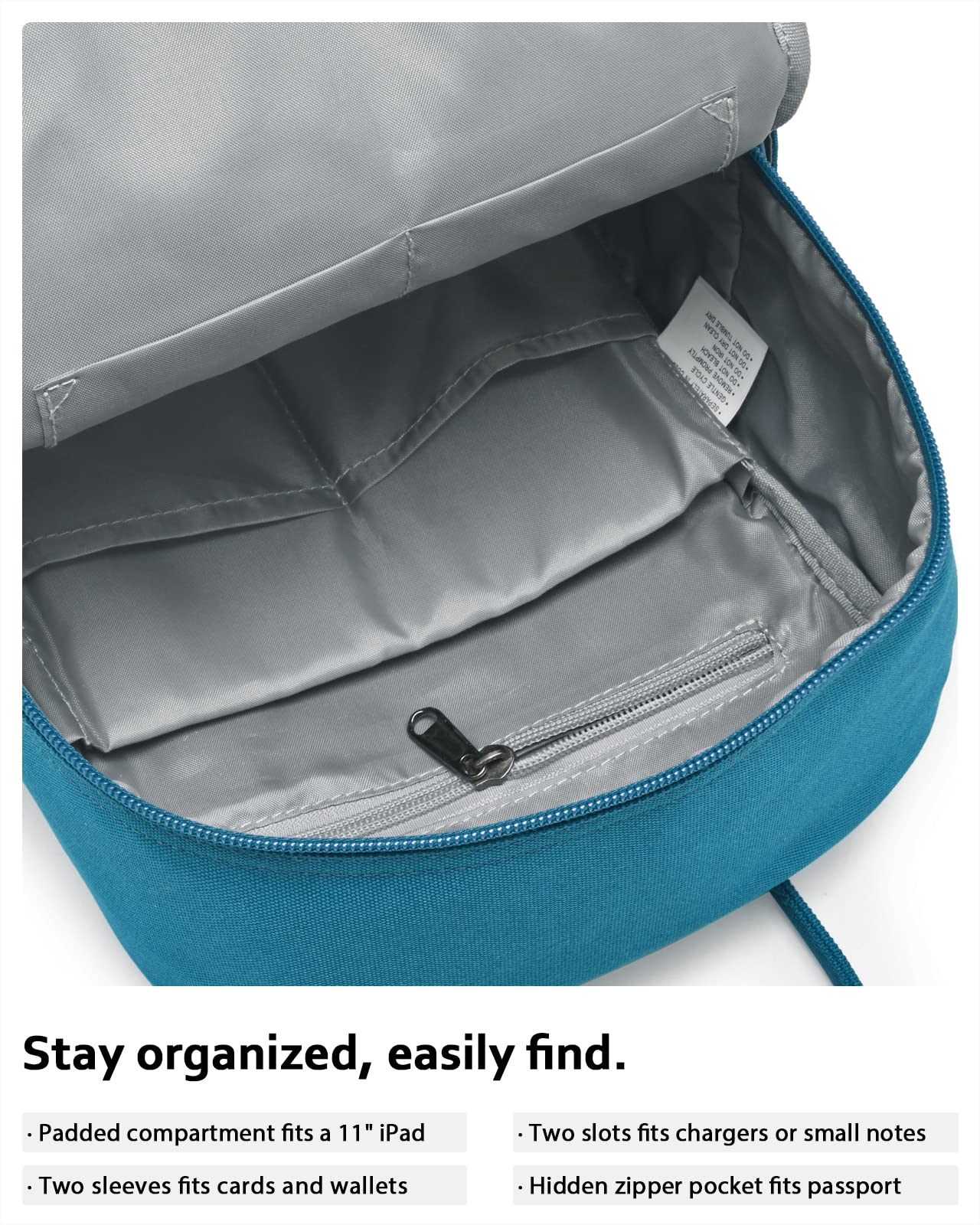 HotStyle BESTIE Mini Backpack Purse Small Bag with Multiple Pockets, Little Size Cute for Day Tirp, Travel & Everyday, Teal