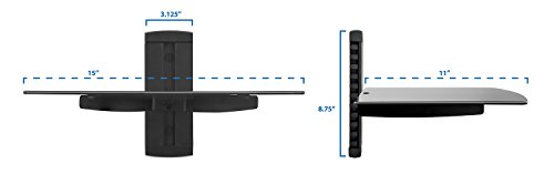 Mount-It! Floating Wall Mounted Shelf Bracket Stand for AV Receiver, Component, Cable Box, Playstation4, Xbox1, VCR Player, Blue Ray DVD Player, Projector, Load Capacity 17lbs, One Shelf