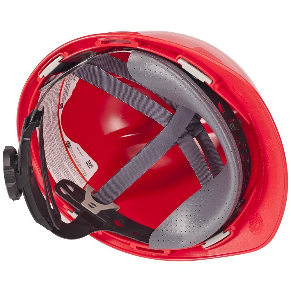 MSA 475363 V-Gard 4 Point Ratchet Suspension, Hard Hat Fas-Trac Suspension - Red (Case of 20)