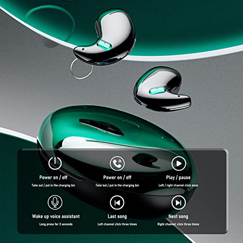 Bluetooth 5.2 Earphones Wireless Earbuds with Wireless Charging Case,with Earhooks Headset Built-in Mic for Sport,Clear Calls,Work,Music