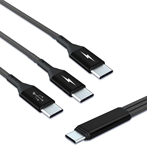 GELRHONR USB C Splitter Cable,USB C Male to 3 Type-C Male Charge Cable,3 in 1 Nylon Braided Charging Cord with 3x0.2m Cable, 5A Fast Charge,Compatible with Mobile/Android and More (0.65 FT-0.2M)