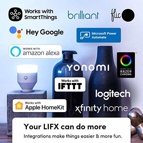 LIFX Color, A19 1100 lumens, Wi-Fi Smart LED Light Bulb, Billions of Colors and Whites, No bridge required, Works with Alexa, Hey Google, HomeKit and Siri multicolor (2 Pack)