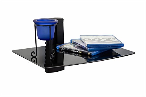 Mount-It! Floating Wall Mounted Shelf Bracket Stand for AV Receiver, Component, Cable Box, Playstation4, Xbox1, VCR Player, Blue Ray DVD Player, Projector, Load Capacity 17lbs, One Shelf