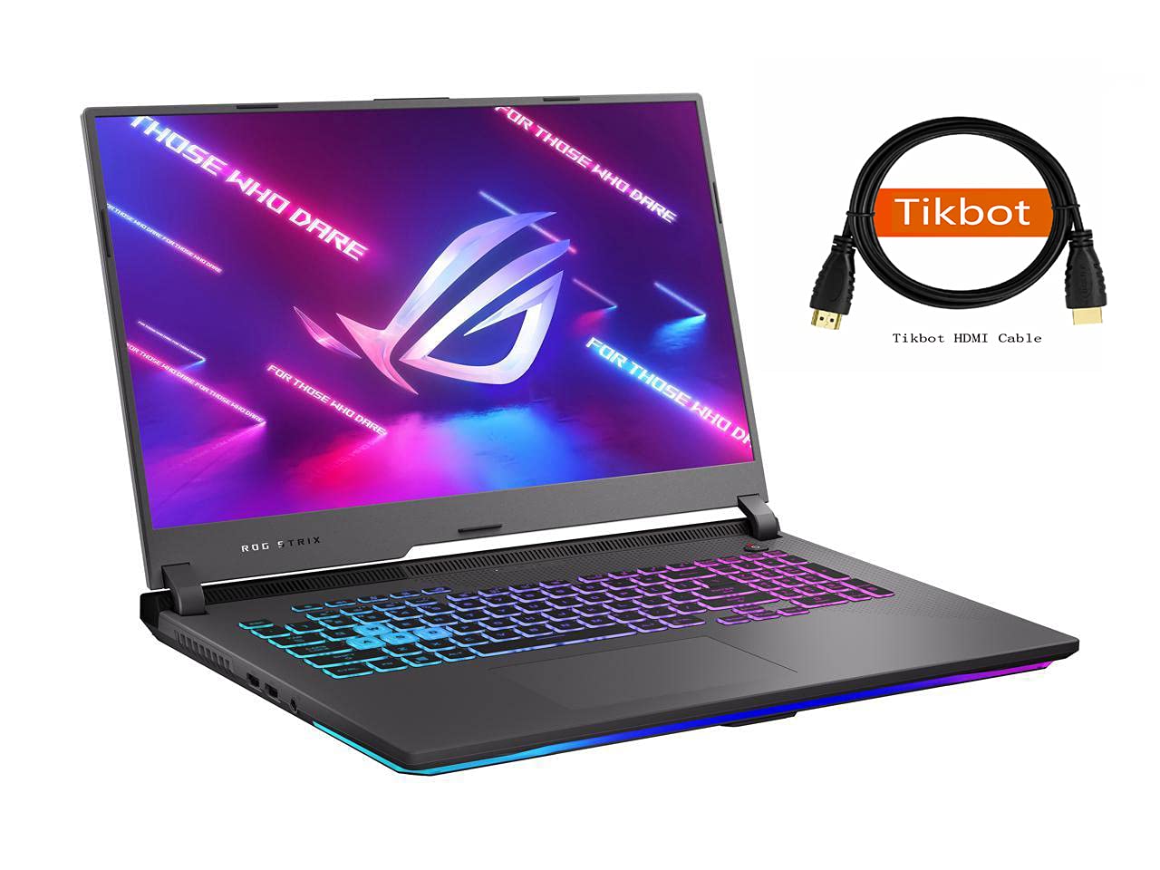 ASUS ROG Strix G17 Gaming Laptop, 17.3" 144 Hz FHD IPS, NVIDIA GeForce RTX 3060 GPU(130W), AMD Ryzen 9 5900HX Processor, 64 GB DDR4, 1TB PCIe NVMe SSD, RGB Keyboard, Windows 10, Tikbot HDMI Cable