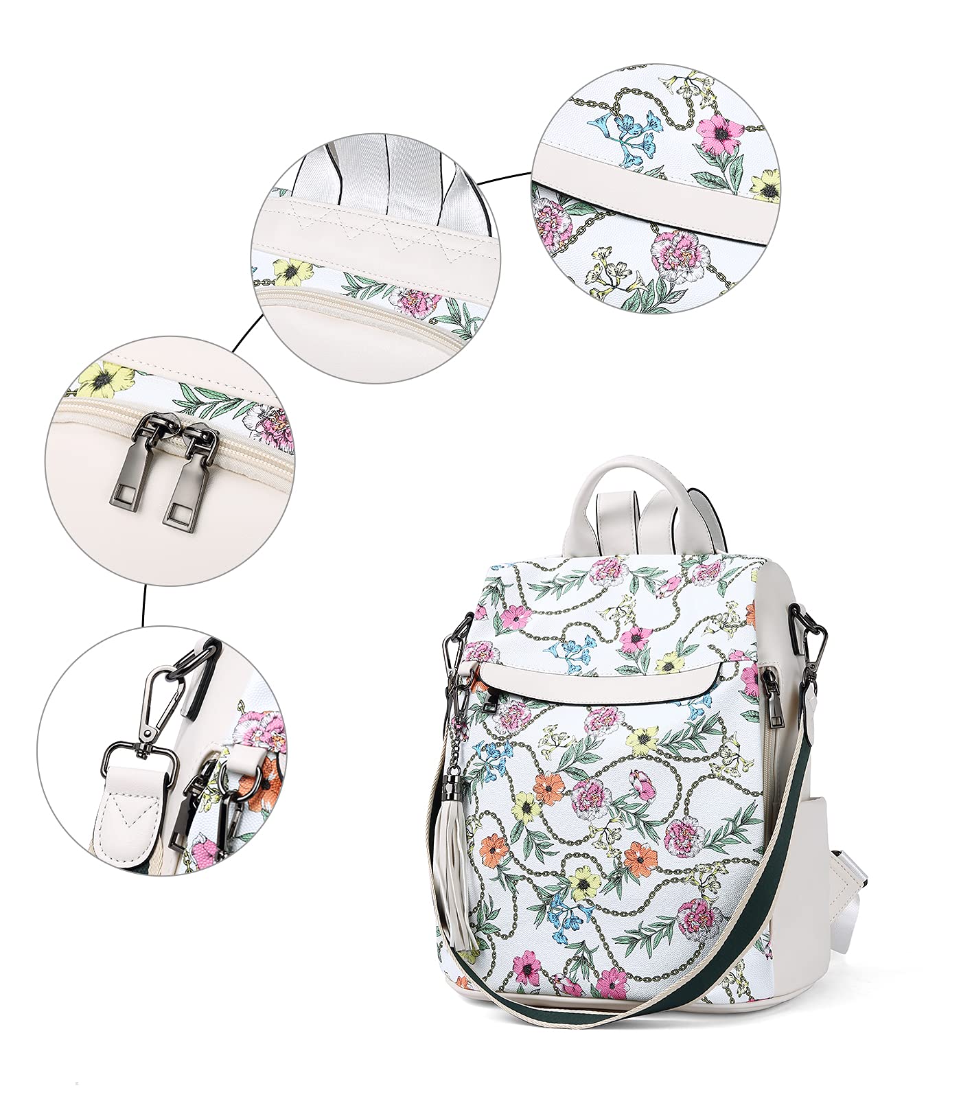 Telena Backpack Purse for Women, PU Leather Anti Theft Travel Purse Shoulder Bags with Tassel