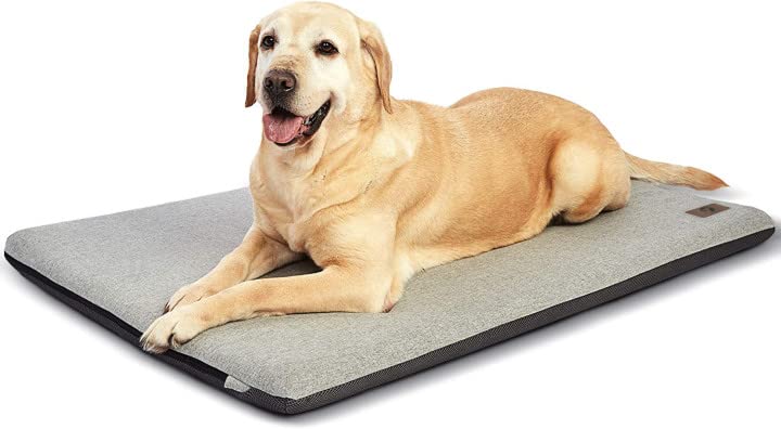 Panku Large Dog Bed, Washable Waterproof Memory Foam Crate Mat, Outdoor Bed, Calming Mat (Grey, 35x22x2)