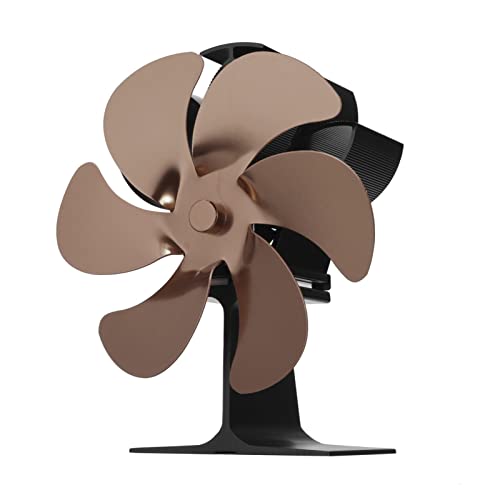 Black Fireplace 6 Blades Heat Powered Stove Fan Log Wood Burner Quiet Eco Home Fireplace Fan Home Efficient Heat Distribution (Color : Brown)