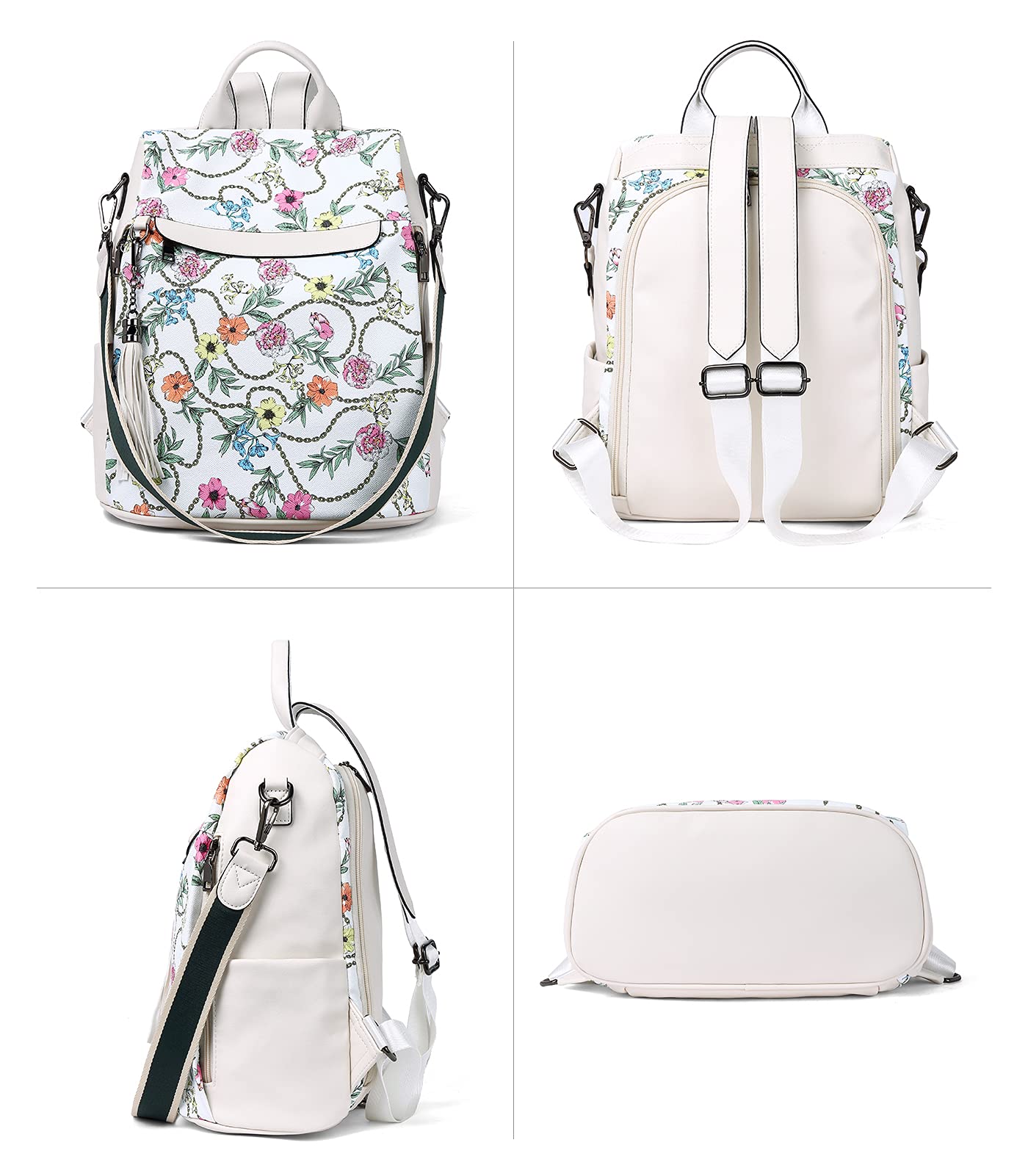 Telena Backpack Purse for Women, PU Leather Anti Theft Travel Purse Shoulder Bags with Tassel