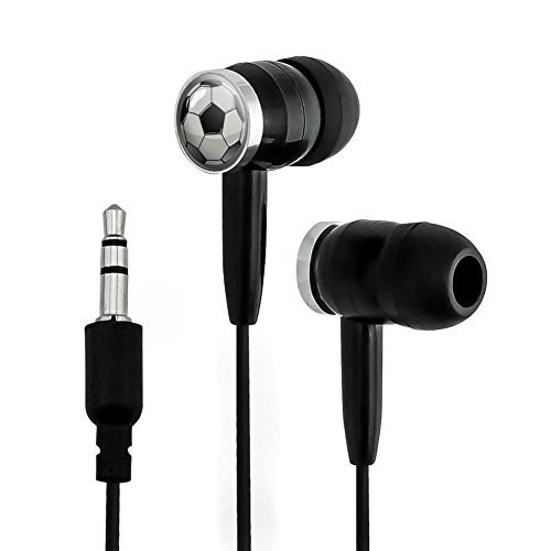 GRAPHICS & MORE Soccer Ball Futbol Sport Novelty in-Ear Earbud Headphones - Black
