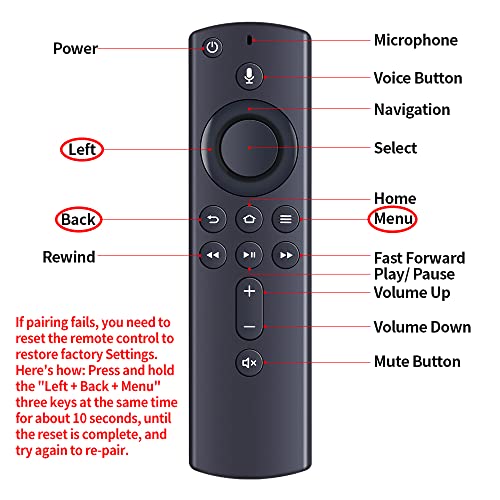 L5B83H Replacement Voice Remote Control Applicable for Amazon 2nd Gen Fire Stick TV, Fire TV Cube(2nd & 1st Gen), Fire TV Stick 4K, and Pendant Design Fire TV 3nd Gen