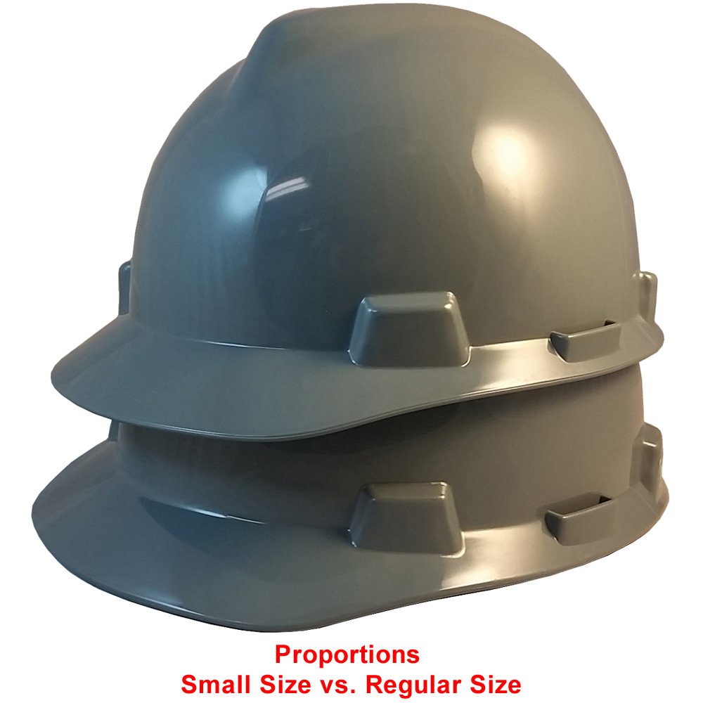 MSA V Small Size Cap Style Hard Hats w/FasTrac III Suspensions and Handy Tote Bag - Gray