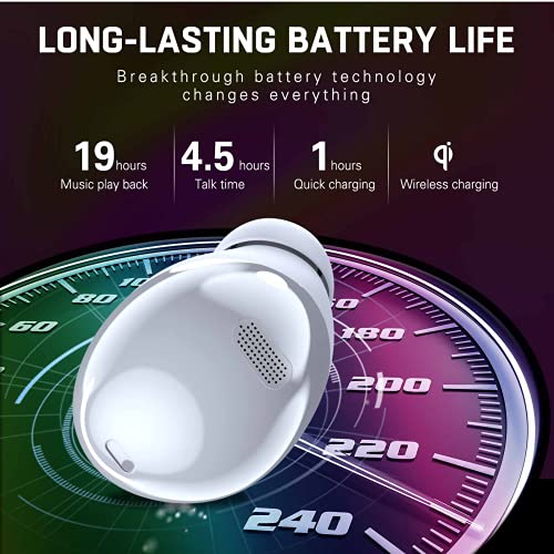 UrbanX Street Buds Pro Bluetooth Earbuds for LG G7 ThinQ True Wireless, Noise Isolation, Charging Case, Quality Sound, Sweat Resistant, Silver White (US Version)