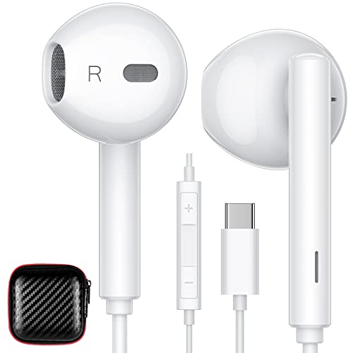 ACAGET USB C Headphones, Wired Earphones for Pixel 7 6a USB Type C Headphone with Microphone HiFi Stereo USB C Earbuds for Samsung Galaxy A53 S23 S22 Ultra S21 FE Z Fold Flip 4 Oneplus 10 Pro 9 White