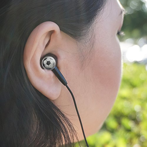 GRAPHICS & MORE Soccer Ball Futbol Sport Novelty in-Ear Earbud Headphones - Black