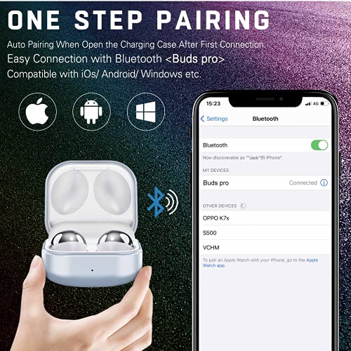 UrbanX Street Buds Pro Bluetooth Earbuds for LG G7 ThinQ True Wireless, Noise Isolation, Charging Case, Quality Sound, Sweat Resistant, Silver White (US Version)