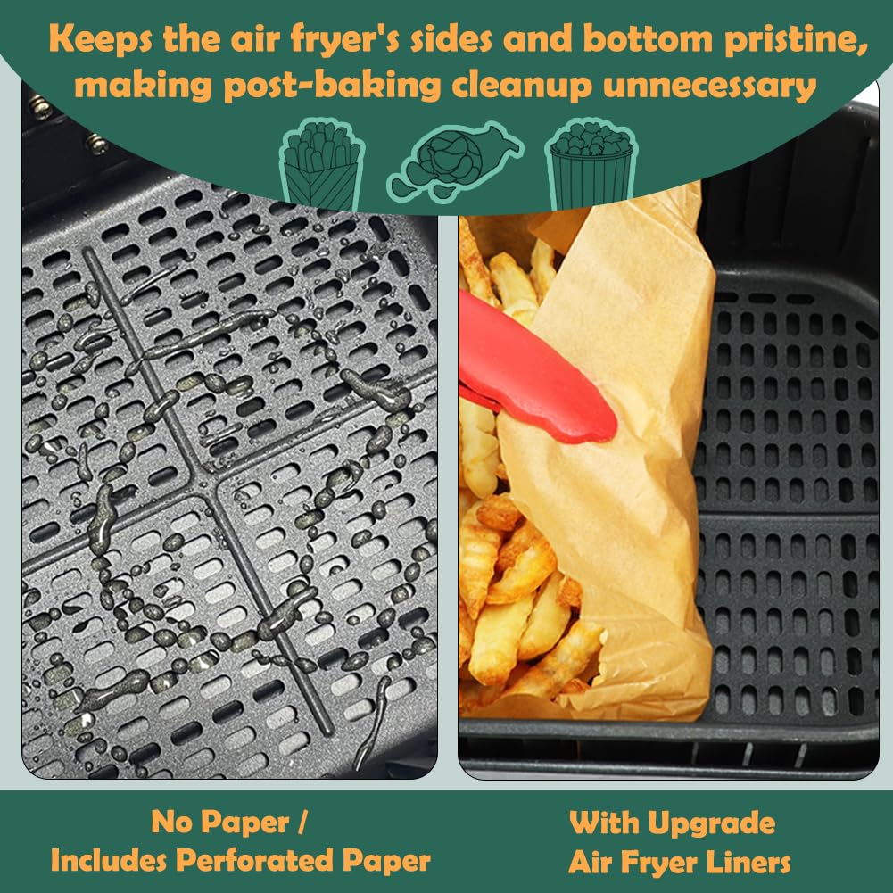 BYKITCHEN Square Air Fryer Disposable Paper Liners - Set of 100, Compatible with Cosori, Instant Pot, Dash Mini Air Fryer and More