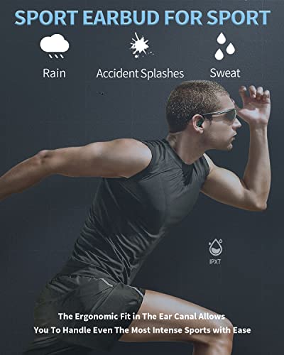 FBJJ Wireless Earbuds Bluetooth 5.3 Headphones, Over-Ear Sport Ear Buds with Earhooks 60H Playtime, Noise Cancelling Waterproof Wireless Workout Earphones with Dual LED Display, for Sports Exercise