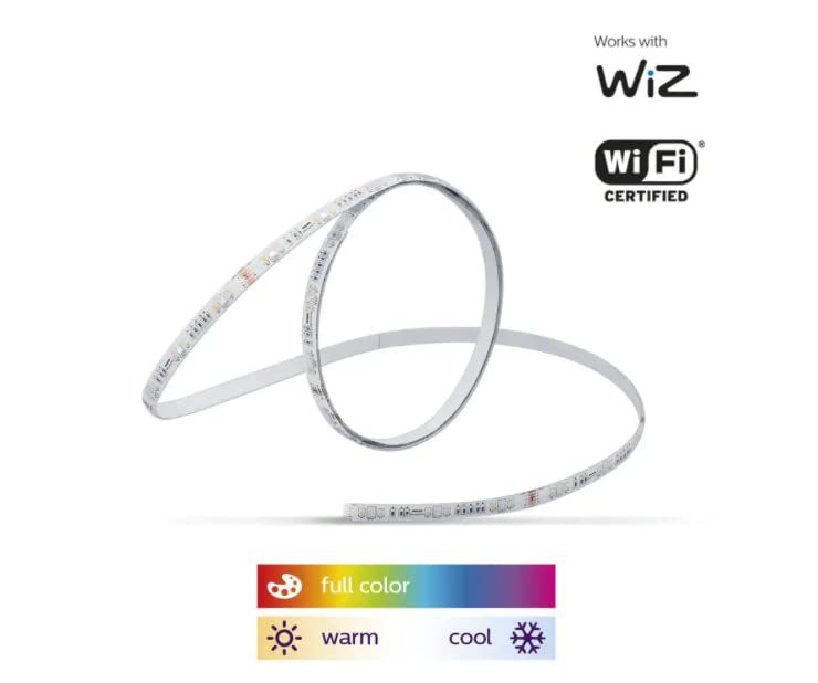 PHILIPS Smart Wi-Fi Wiz Connected Color and White Dimmable Tunable Light Strip Starter Kit 6.5ft (2M)
