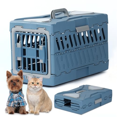 FULUPET Collapsible Dog Crate, 22 Inch Collapsible Dog Kennel, Travel Dog Crate Breathable Travel Carrier, Foldable 360° Ventilation Lightweight Travel Crate for Small Dogs and Cats