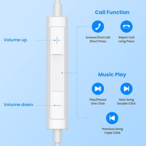 ACAGET USB C Headphones, Wired Earphones for Pixel 7 6a USB Type C Headphone with Microphone HiFi Stereo USB C Earbuds for Samsung Galaxy A53 S23 S22 Ultra S21 FE Z Fold Flip 4 Oneplus 10 Pro 9 White