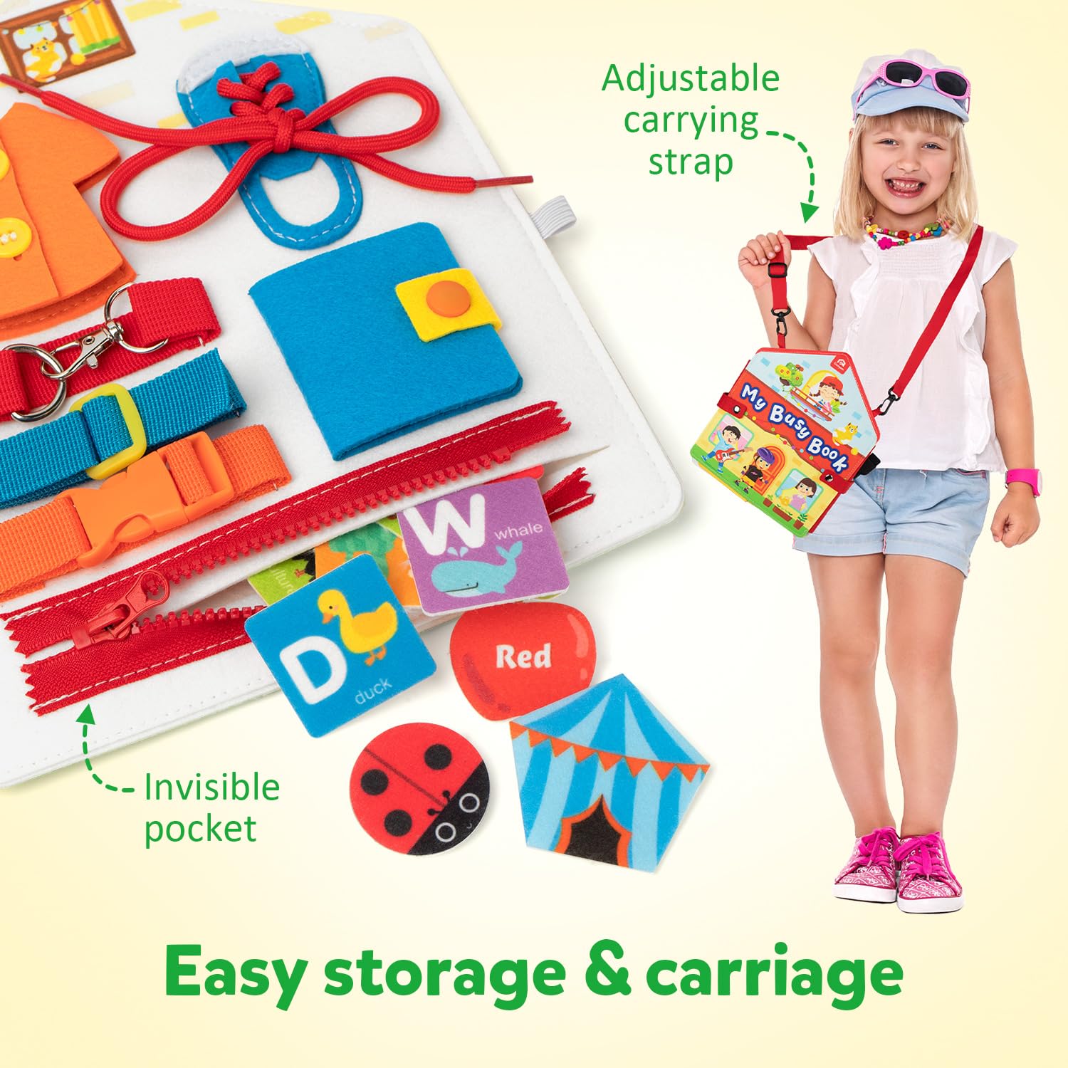 Coogam Toddler Felt Montessori Busy Book, Activity Sensory Boards Fine Motor Skill Quiet Book Car Travel Binder Autism Toys Preschool Learning Educational Gift for 3 4 5 Year Old