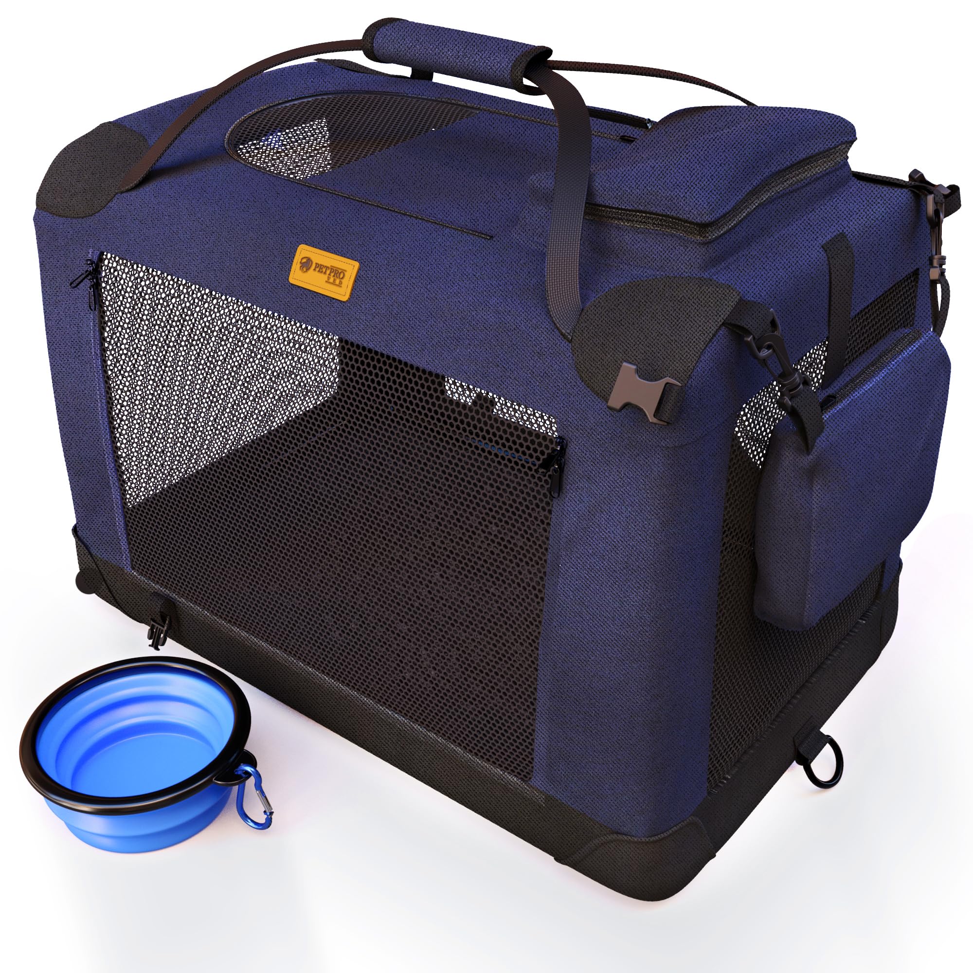 PETPROVED Dog Travel Crate Dog Carrier Cat Carrier Large Pet Carrier for Medium Dogs Puppy Carrier Soft Fabric Dog Car Crate Collapsible for Car (Small)