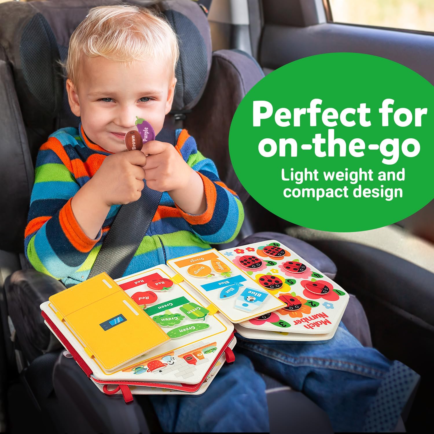 Coogam Toddler Felt Montessori Busy Book, Activity Sensory Boards Fine Motor Skill Quiet Book Car Travel Binder Autism Toys Preschool Learning Educational Gift for 3 4 5 Year Old