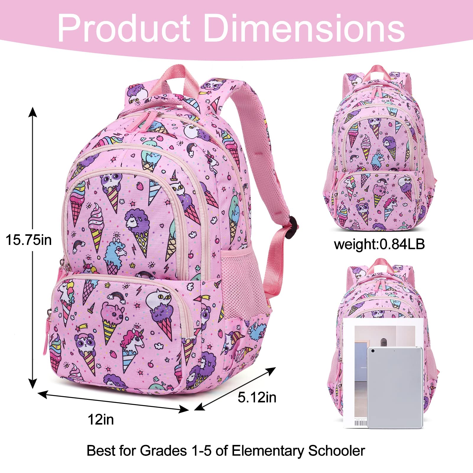 CLUCI Kids Backpack for Girls Bookbags Preschool Backpack Toddler Daycare School Bag Elementary Kindergarten Lightweight Waterproof Pink Unicorn