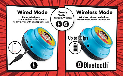 eKids Ryans World Kids Bluetooth Headphones, Wireless Headphones with Microphone Includes Aux Cord, Volume Reduced Kids Foldable Headphones for School, Home, or Travel