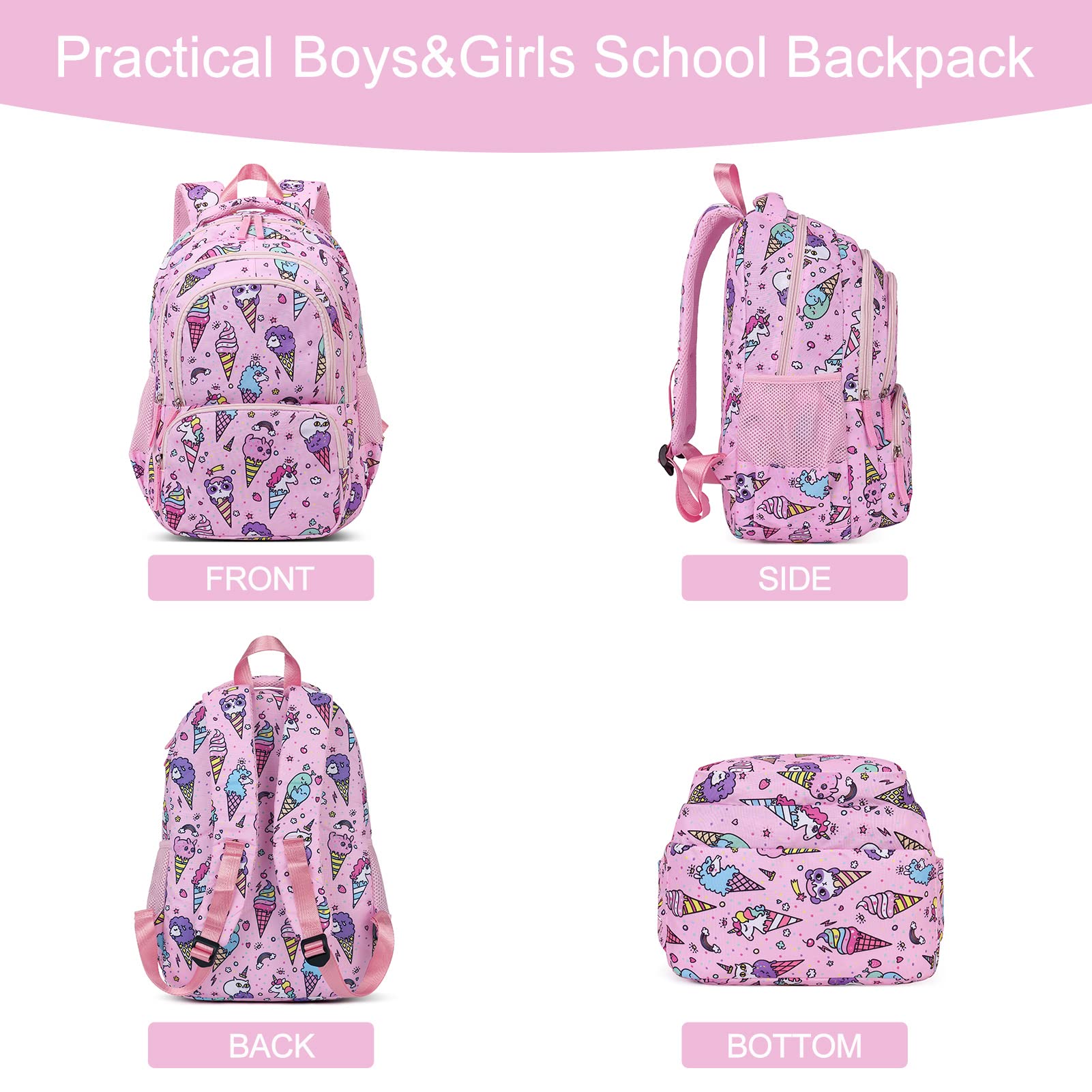 CLUCI Kids Backpack for Girls Bookbags Preschool Backpack Toddler Daycare School Bag Elementary Kindergarten Lightweight Waterproof Pink Unicorn