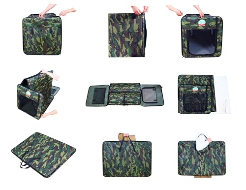 Go Pet Club 43" Soft Collapsible Dog Crate, Portable Pet Carrier, Thick Padded Pet Travel Crate for Indoor & Outdoor, Foldable Kennel Cage with Durable Mesh Windows, Forest Green Camo