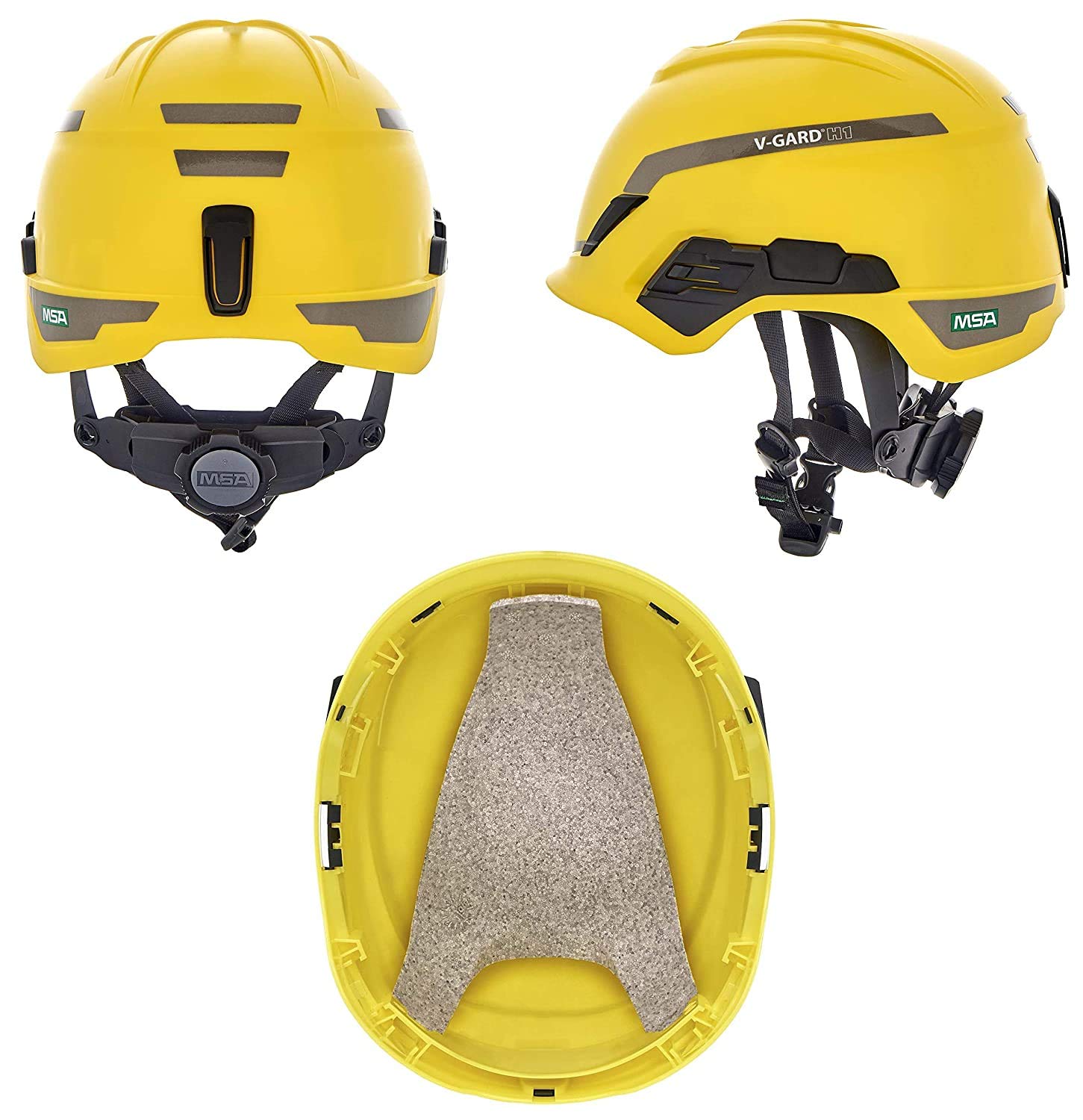 MSA 10204347 H1 V-Gard Helmet with Fas-Trac III Ratchet Suspension | Polyethylene Shell, Superior Impact Protection, Self Adjusting Crown Straps - Standard Size in Gray