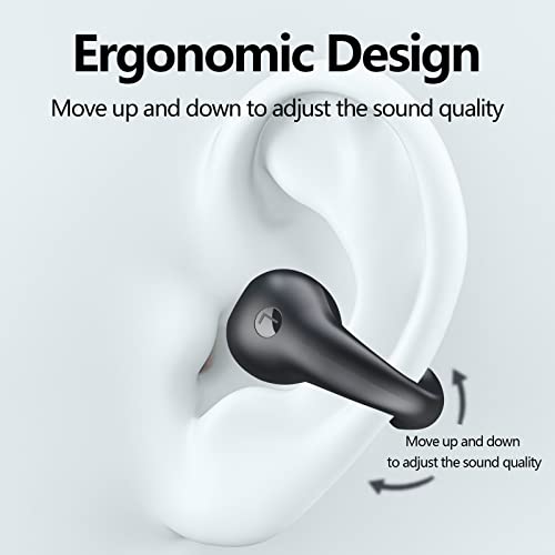 LADIGASU Bluetooth 5.3 Wireless Headphones Ear Clamp Bluetooth Headset Open Headphones Finger Control HiFi Sound for Sports Open Ear Headset