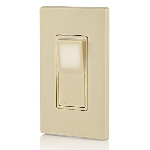 Leviton L5613-2I 15 Amp, 120/277 Volt, Decora LED Illuminated Rocker 3-Way AC Quiet Switch, Residential Grade, Grounding, Ivory