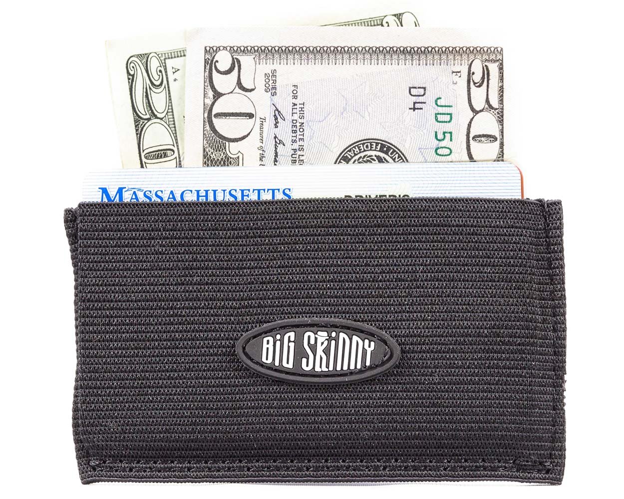 Big Skinny Mini Stretch Card Slim Wallet, Holds Up to 10 Cards, Black