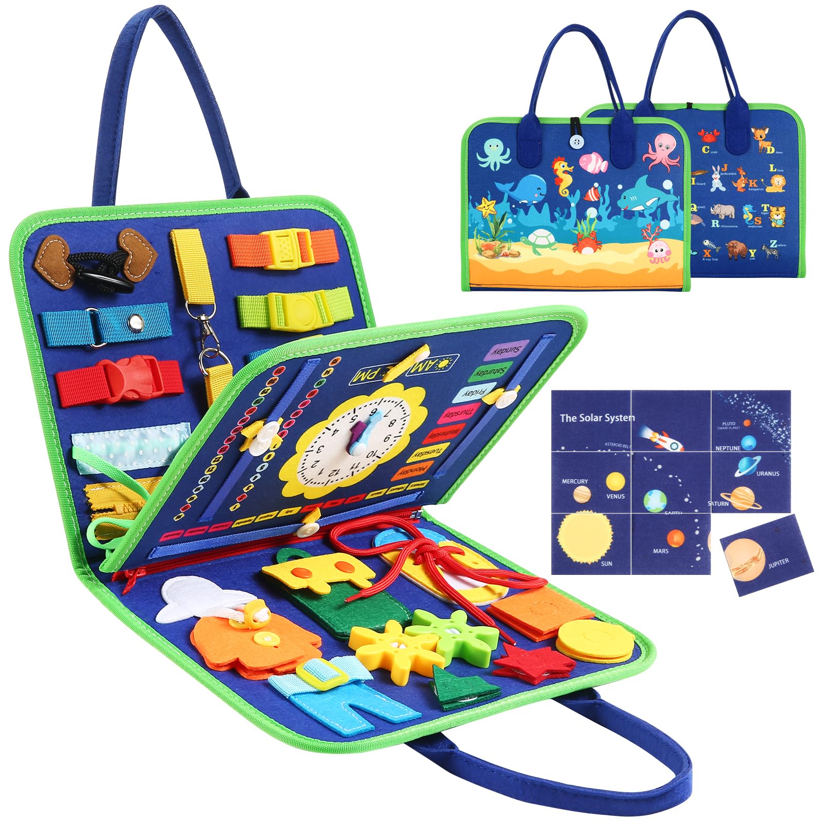 khlerox Busy Board Montessori Toy for Toddlers, Educational Learning Activity Sensory Board, Developing Sensory Toy for Fine Motor Skills, Travel Toy for Plane Car, Gift for Boys Girls
