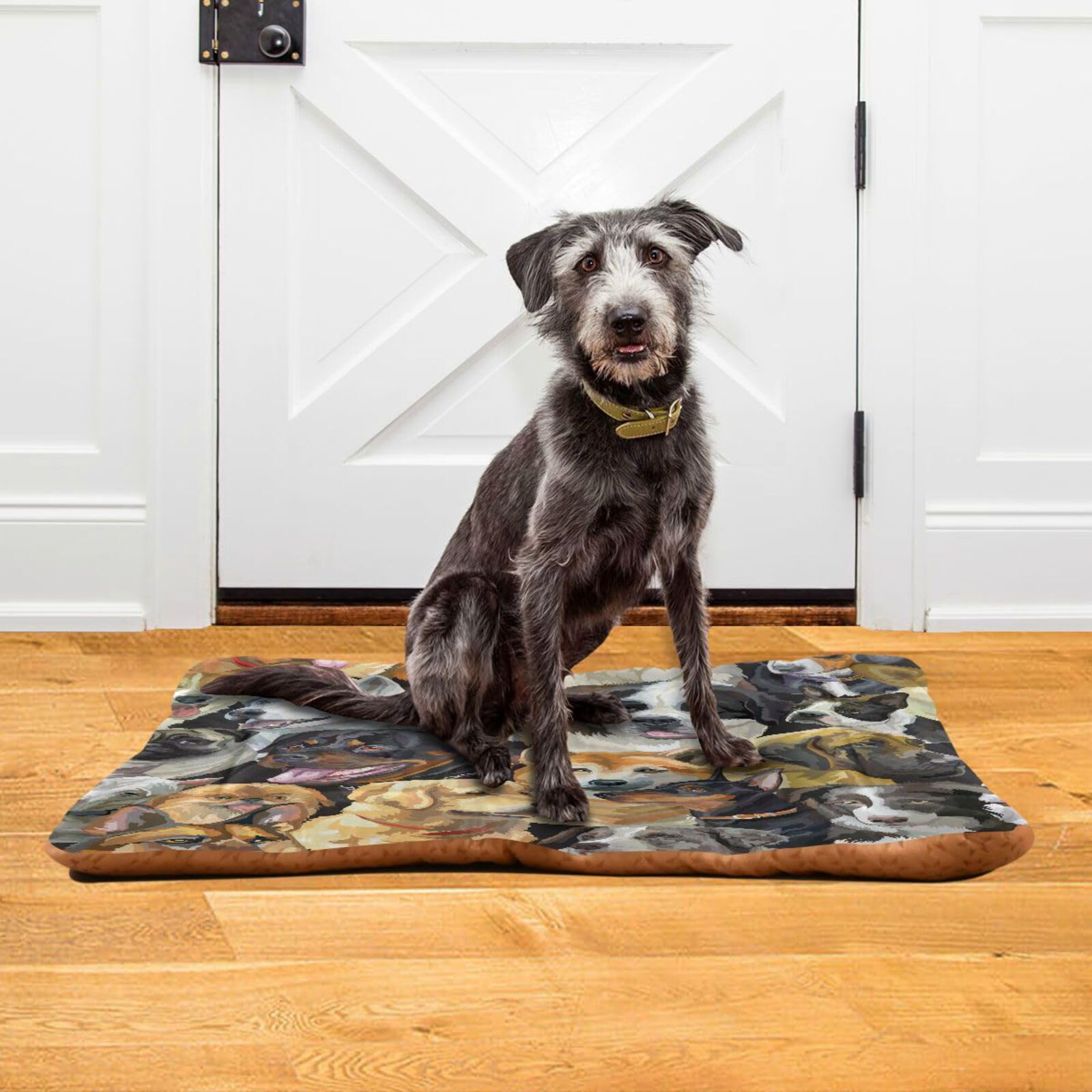 YETTASBIN Cute Dogs Crate Pet Bed, Portable Washable Dog Cat Mat, Soft Comfortable Pet Mattress with Non-Slip Bottom for Dogs Cats Sleeping, 36 x 24 Inch