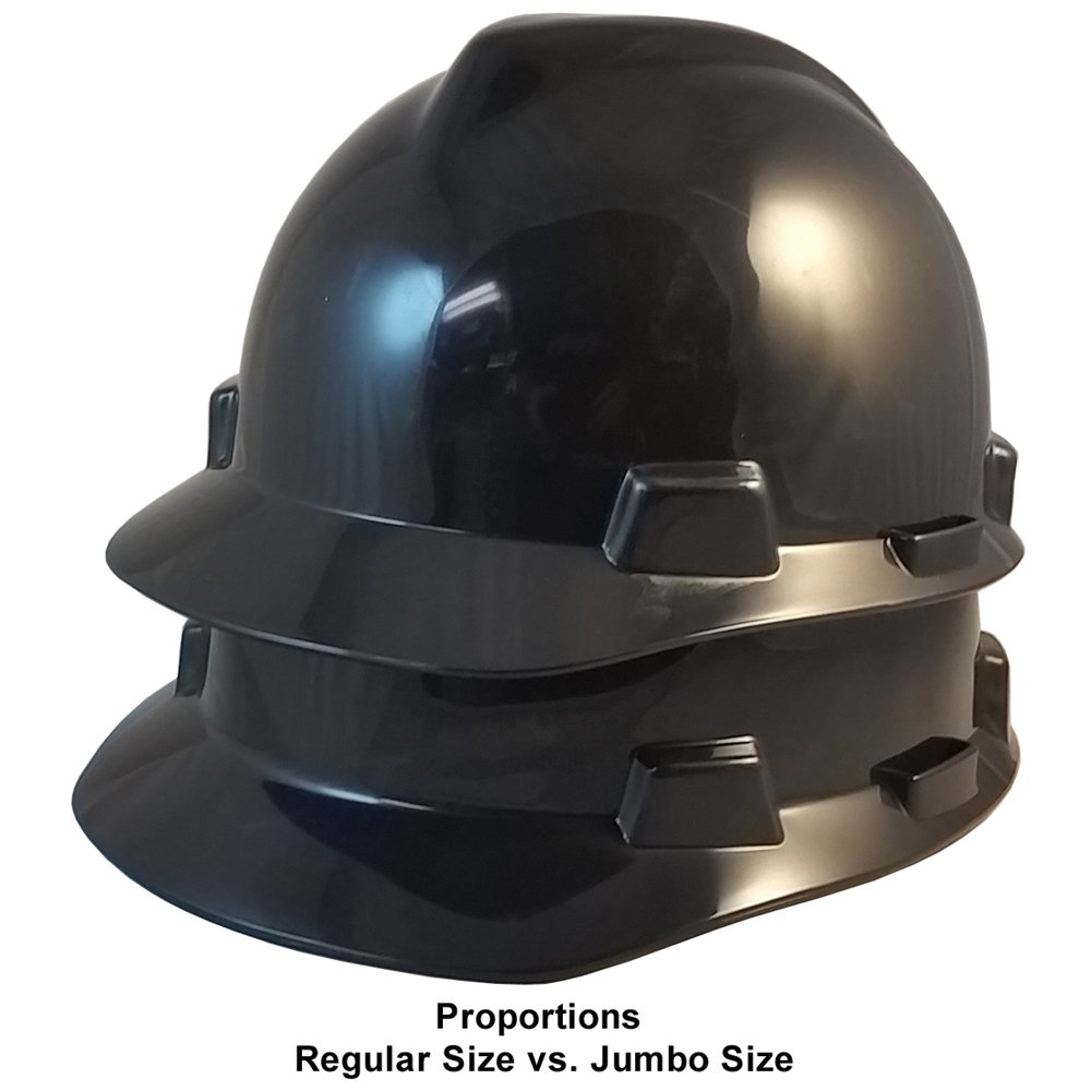 MSA V Jumbo (Large) Size Cap Style Hard Hats w/FasTrac III Suspensions and Handy Tote Bag - Black