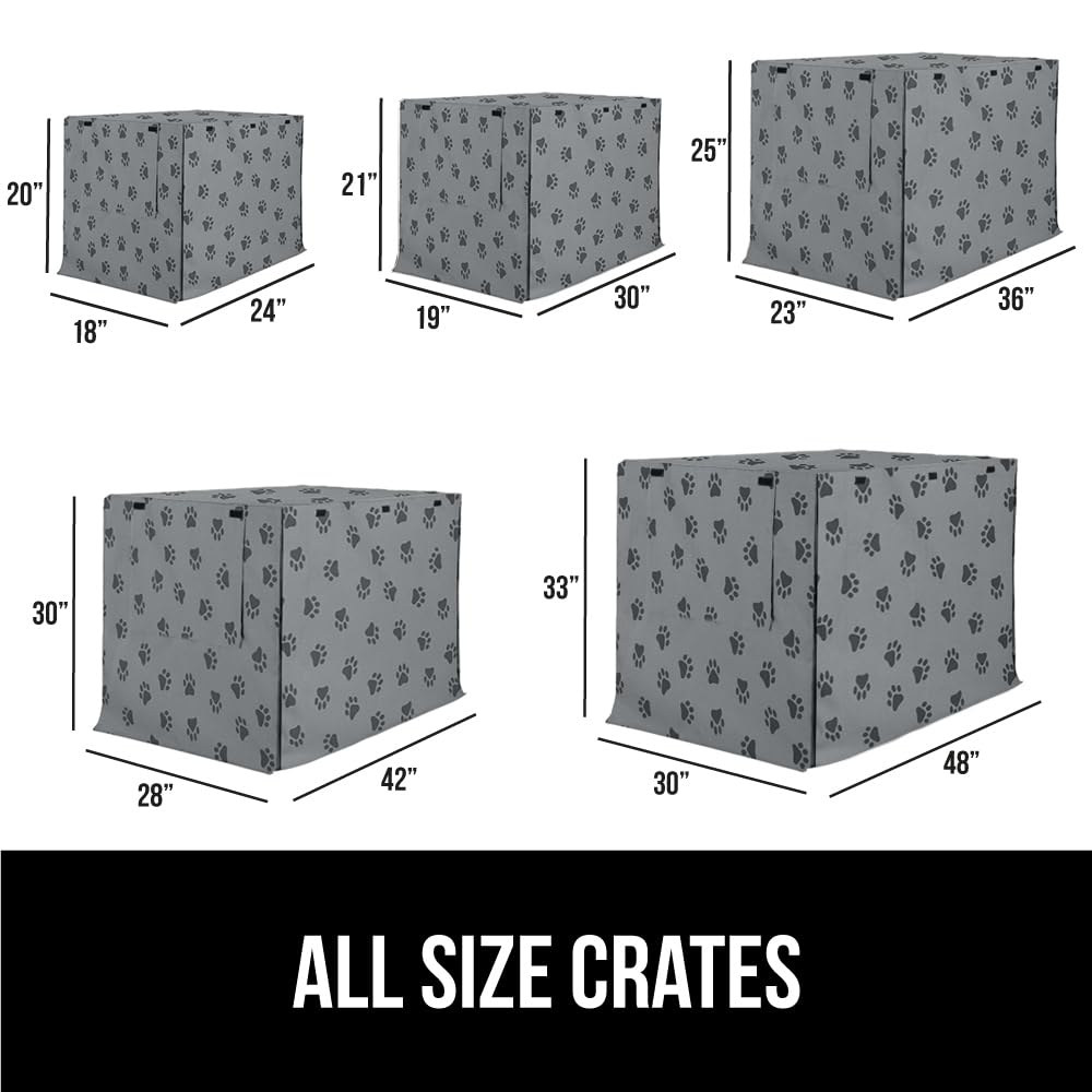 GORILLA GRIP Dog Crate Covers compatible with Amazon Basics Dog Crates, All Sides Open, Privacy Cover Fits 36" Wire Kennel, Breathable Mesh Windows, Light Reducing Puppy Training Cage Topper, Gray Paw