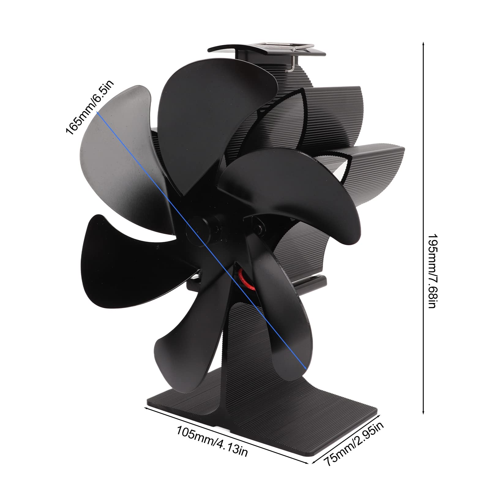 Naroote Stove Eco Fan, 6 Blade 1400rpm Wind Speed High Temperature Resistant Heat Powered Fan for Gas Furnaces
