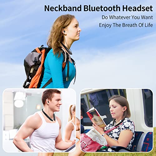 Bluetooth Headphones Retractable, Neckband Earbuds Wireless Headset Sports Noise Cancelling Stereo Earphones with Microphone Compatible with iPhone, Smart Phone, Android, Samsung, iPad (Black Gold)