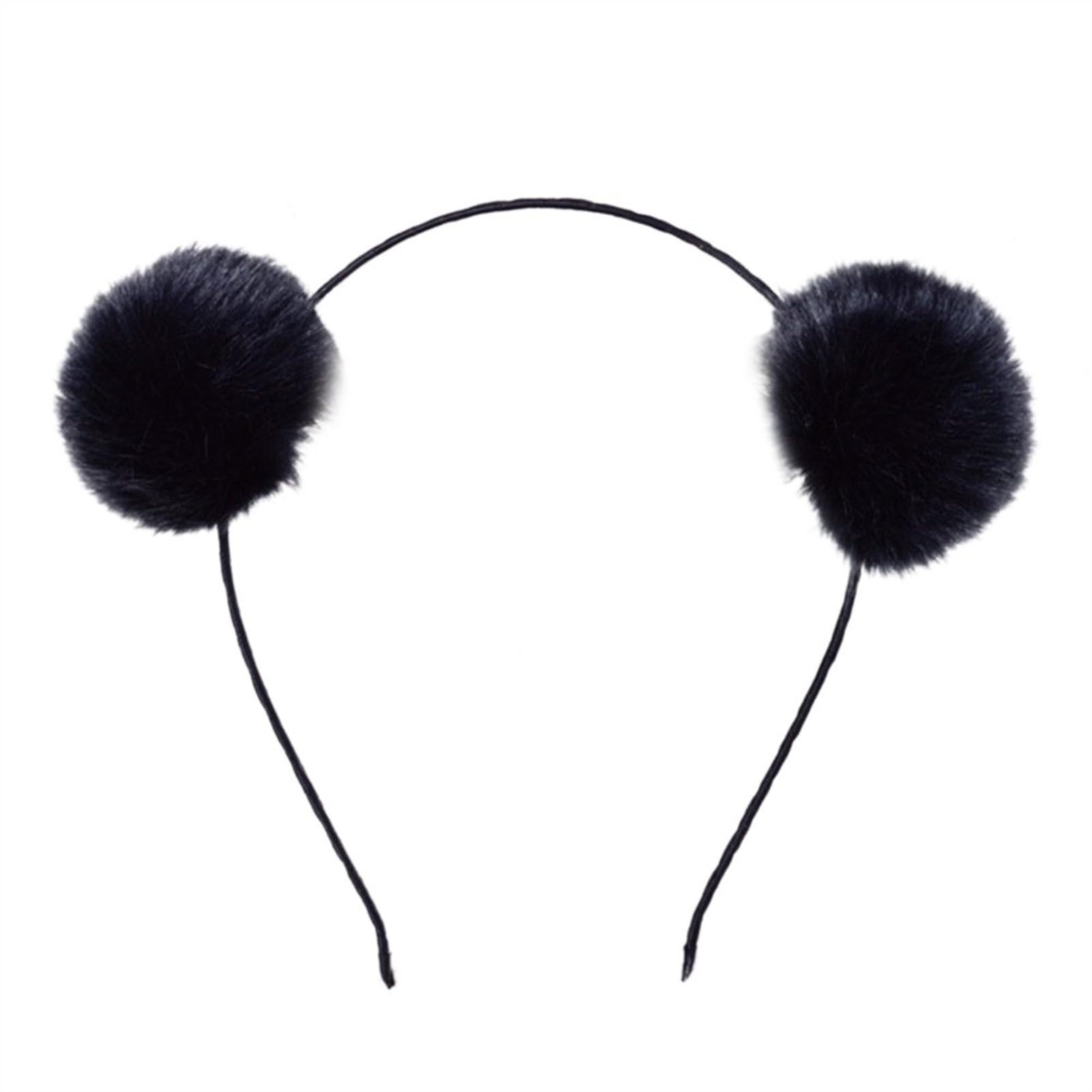 ACTLATI Pompom Ball Headband Fluffy Ball Hair Hoop Ear Headband for Girls Halloween Cosplay Costume