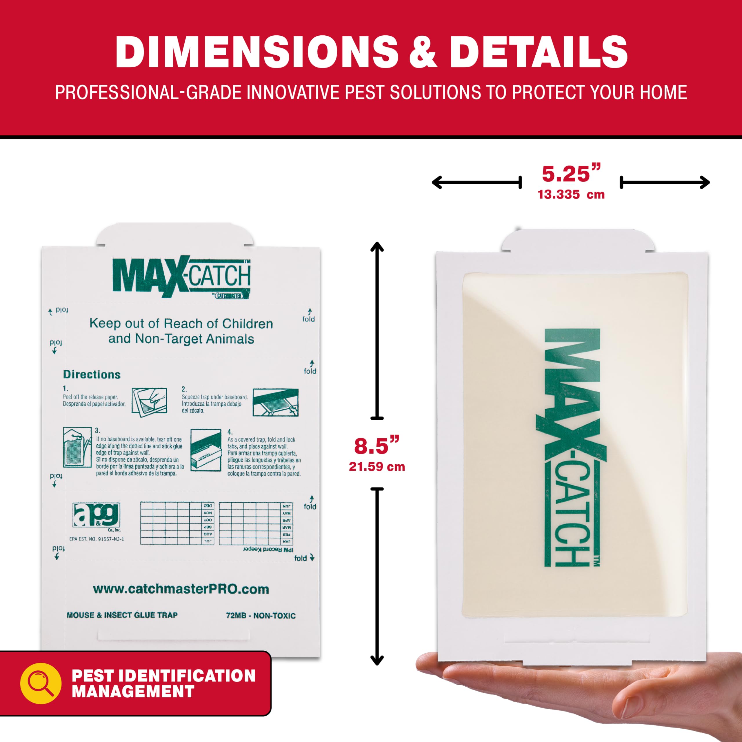 Catchmaster Max-Catch Mouse & Insect Glue Trap 72PK, Mouse Traps Indoor for Home, Sticky Pest Control Adhesive Tray for Catching Bugs, Rats & Rodents, Non Toxic Bulk Unscented Glue Boards
