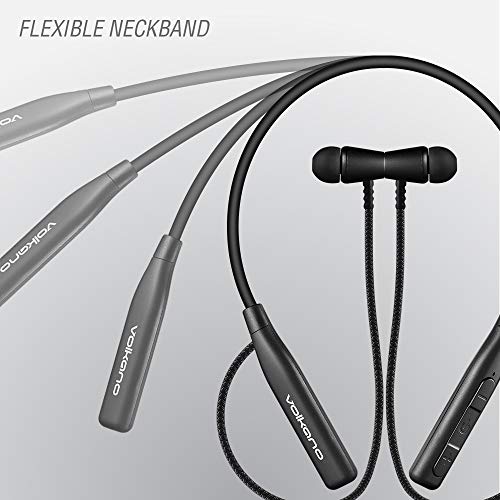 Volkano Wireless Sports Earphones w/Google Assistant/Siri, 8-HR Playtime Audífonos Inalámbricos, Flexible Neckband Bluetooth Earbuds, Compatible w/iPhone/Android, Hands-Free [Black] - Aeon+ Series